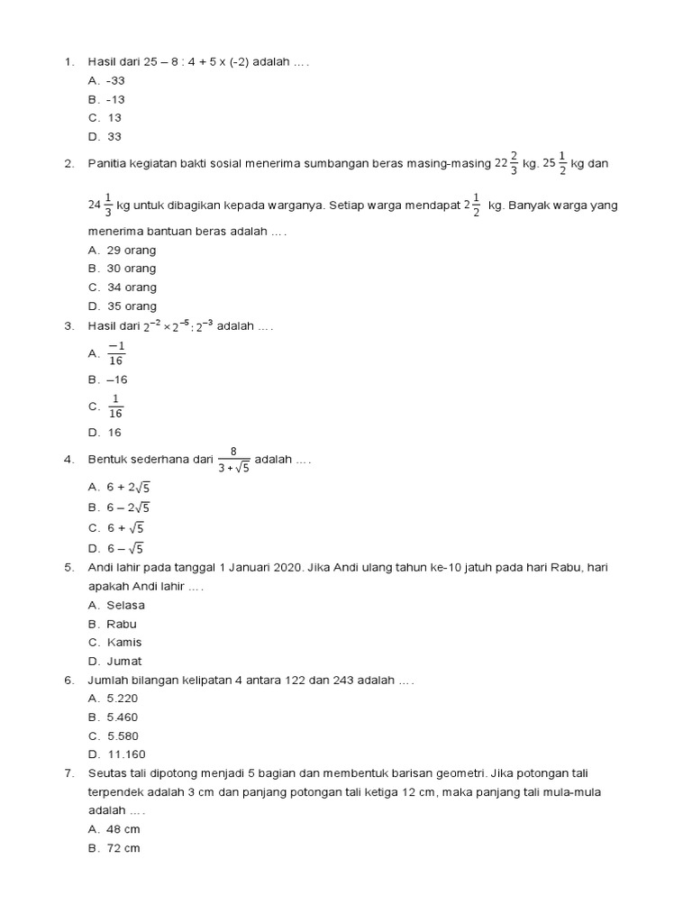 Soal Matematika SMP | PDF | Metode & Bahan Ajar | Griya & Taman
