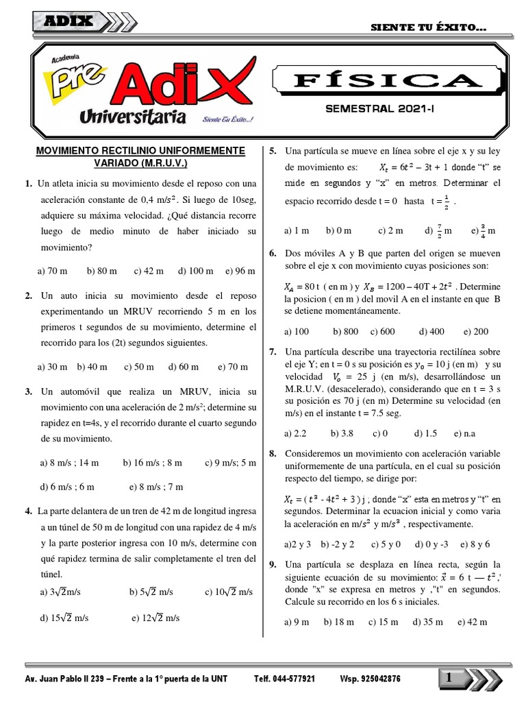03 Fisica Virtual Clase Mruv | PDF | Aceleración | Velocidad