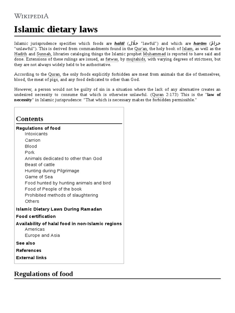 Islamic Dietary Laws | PDF | Food And Drink | Religion And Belief