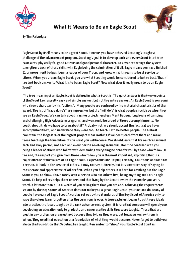 What It Means To Be An Eagle Scout | PDF | Scouting | Boy Scouts Of America