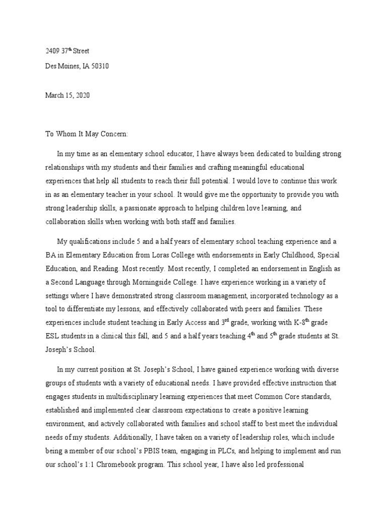 Ahrens Cover Letter-General | Download Free PDF | English As A Second ...