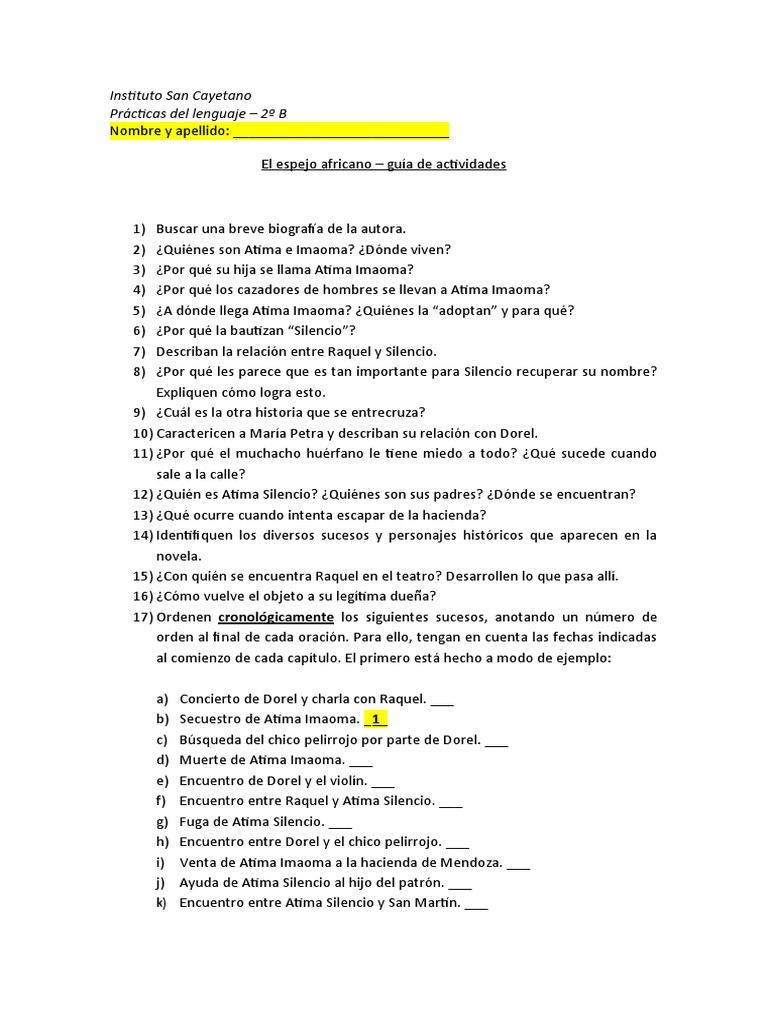 Espejo Africano Actividades | PDF