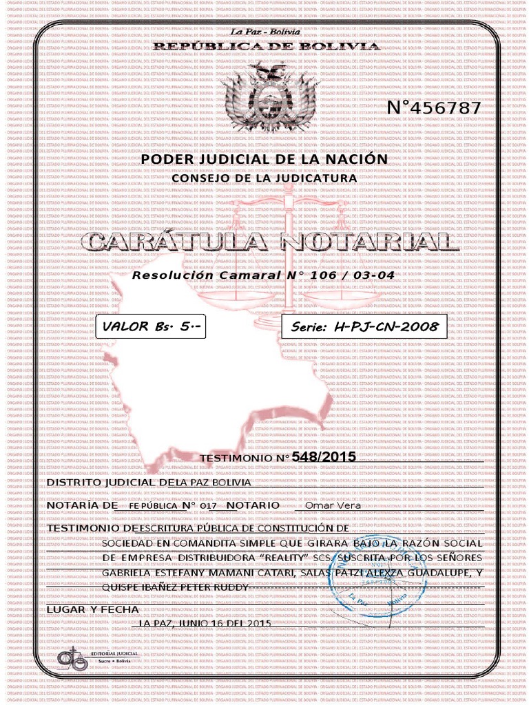 2-Caratula Notarial de Escritura de Sociedad | PDF