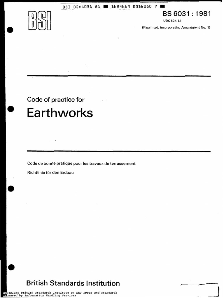 BS - 6031 Code of Practice For Earthworks PDF | PDF | Strength Of ...