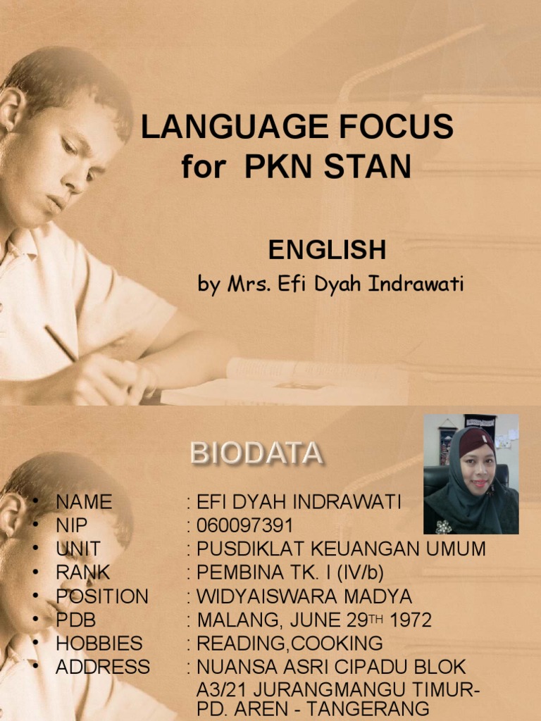 Language Focus For PKN Stan: English | PDF | Grammatical Tense | Verb