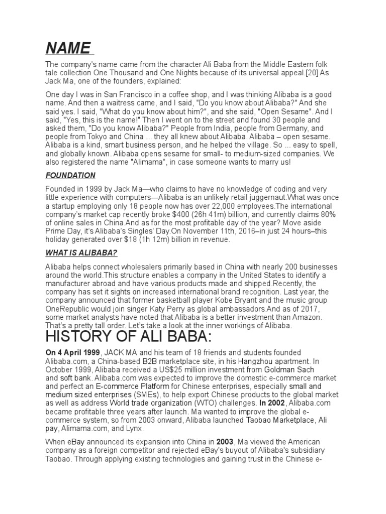 History of Ali Baba | PDF | Alibaba Group | Companies