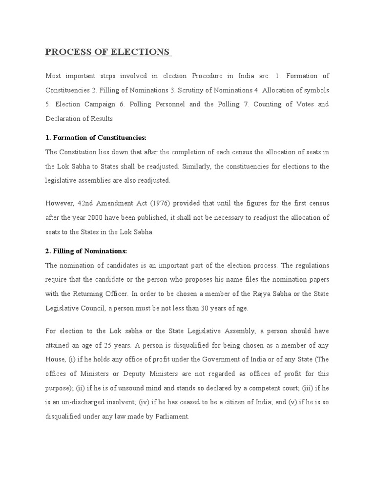 Process of Elections | PDF | Voting | Voting Machine