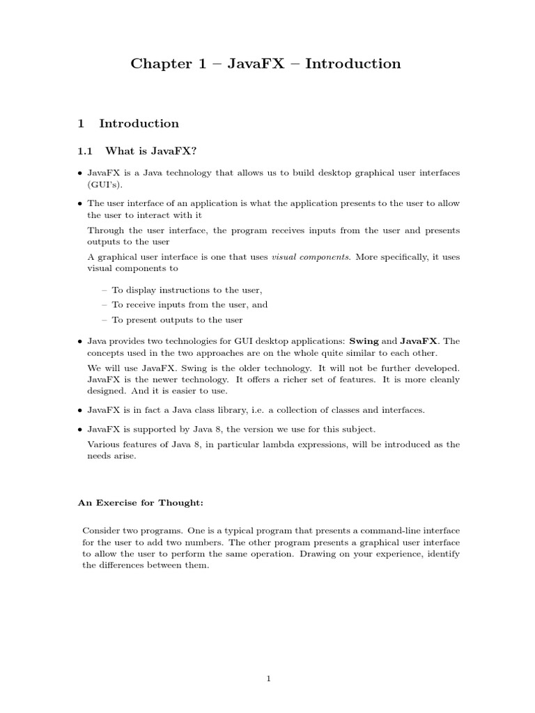 JavaFX Introduction | PDF | Graphical User Interfaces | Method ...
