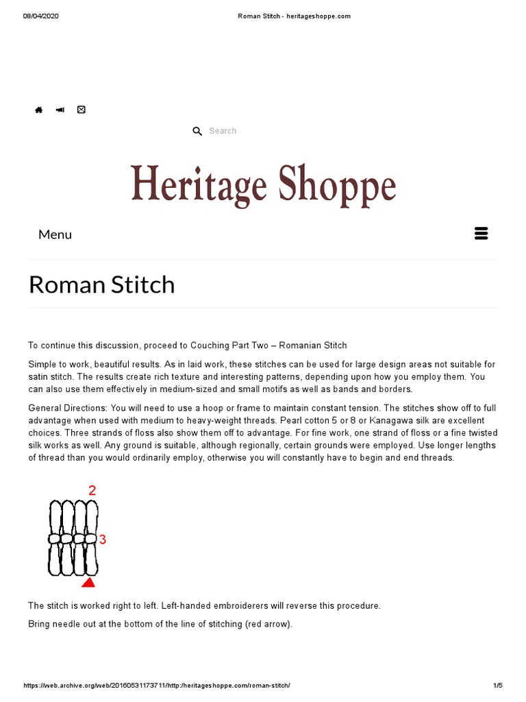 Roman Stitch | PDF | Embroidery | Textiles