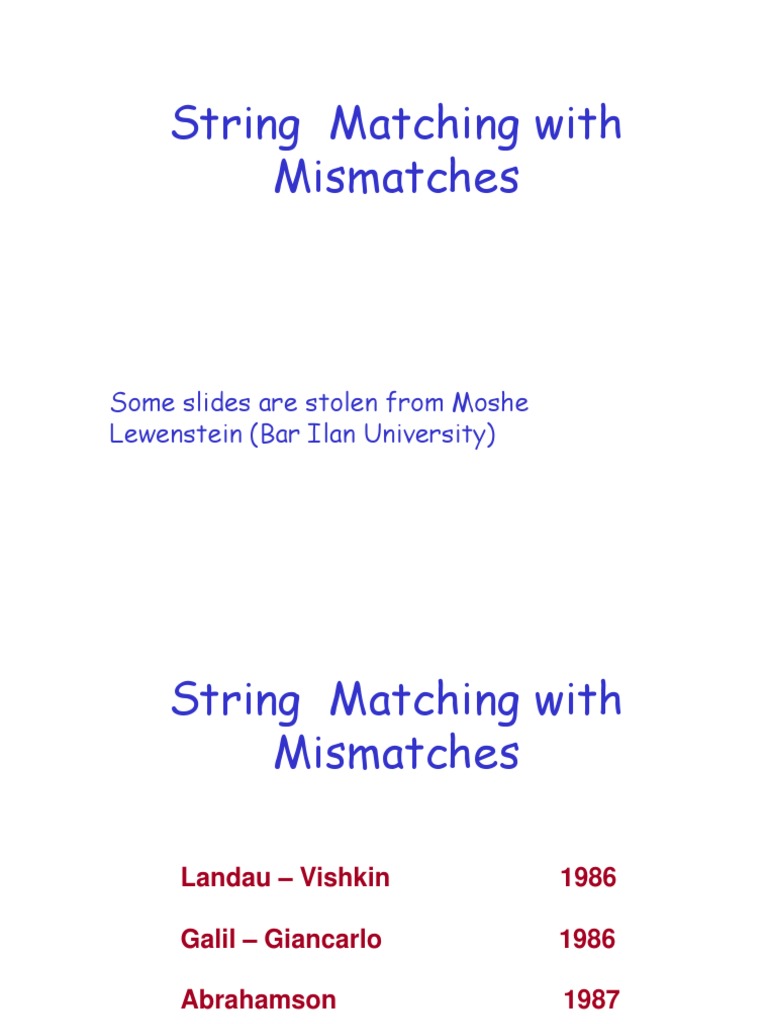String Matching with Mismatches and Approximate String Matching | PDF | Applied Mathematics ...