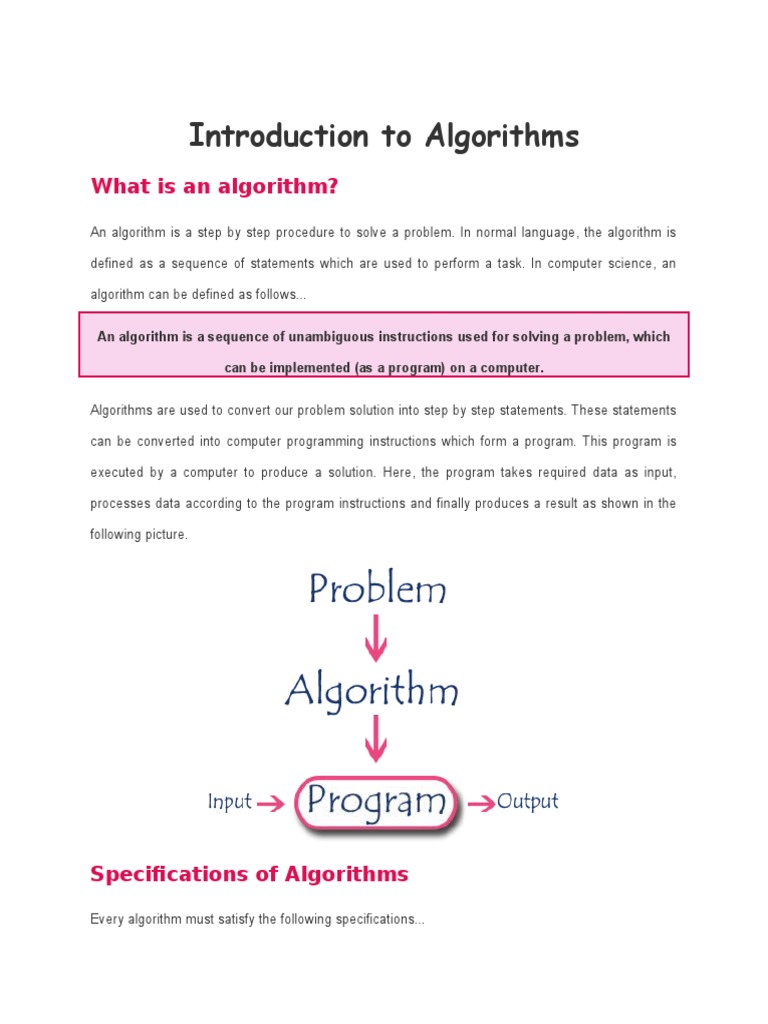 Introduction To Algorithms: What Is An Algorithm? | PDF | Subroutine ... Introduction To Algorithms: What Is An Algorithm? | PDF | Subroutine ...
