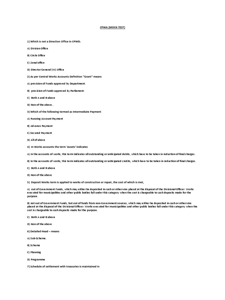 Cpwa Mock Test | PDF | Debits And Credits | Expense