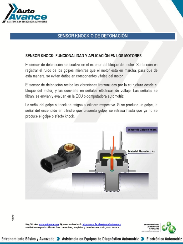 Manual Sensores Automotrices Sensor Knock Detonacion PDF | PDF | Sensor | Piezoelectricidad