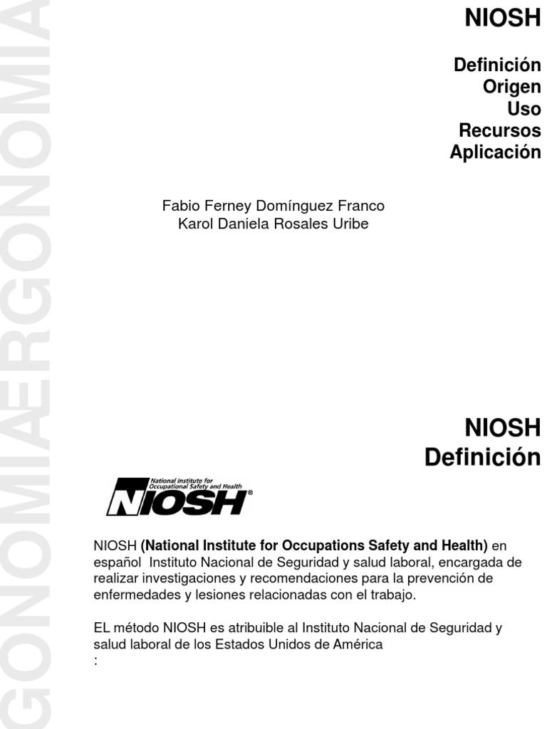 NIOSH | PDF | Seguridad y salud ocupacional | Naturaleza