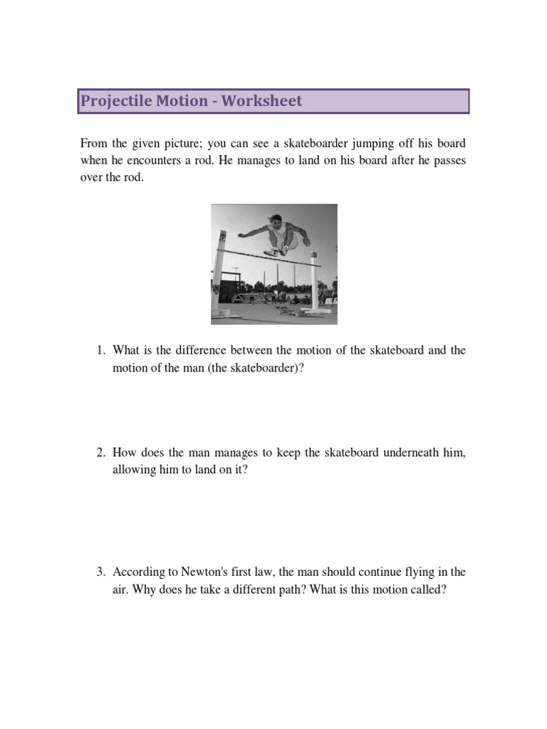 Projectile Motion - Worksheet | PDF