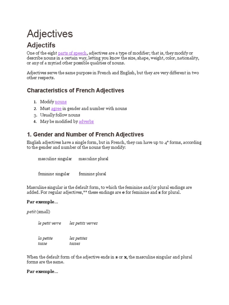 Adjectives | PDF | Adjective | Grammatical Gender