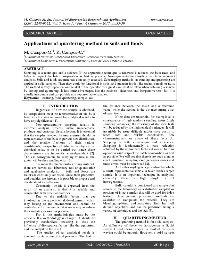 Applications of Quartering Method - 2017 | PDF | Sampling (Statistics ...
