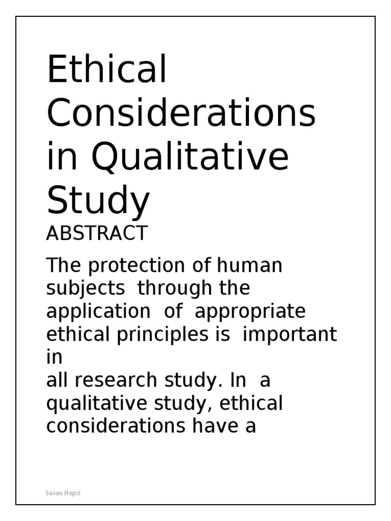 Ethical Considerations in Qualitative Study | PDF | Informed Consent ...