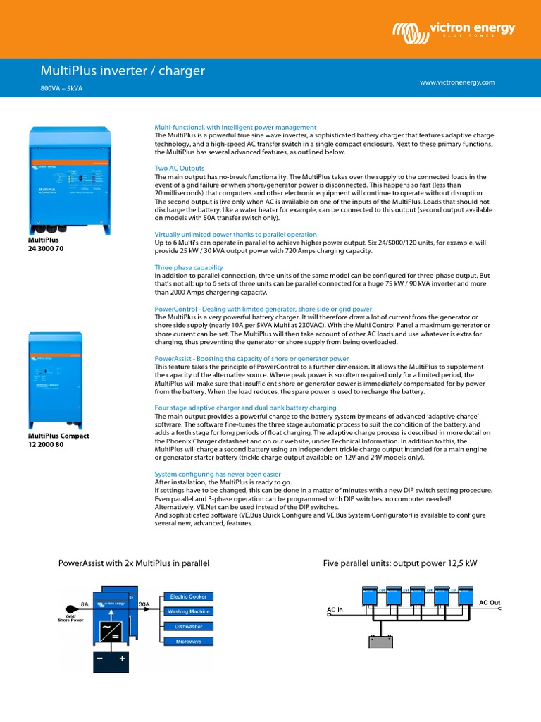 Datasheet - MultiPlus Inverter Charger 800VA - 5kVA - Rev 05 - EN PDF | PDF | Power Inverter ...