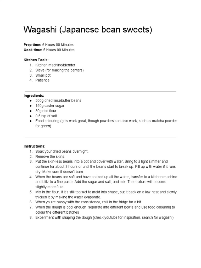 Easy Wagashi Recipe Guide | PDF