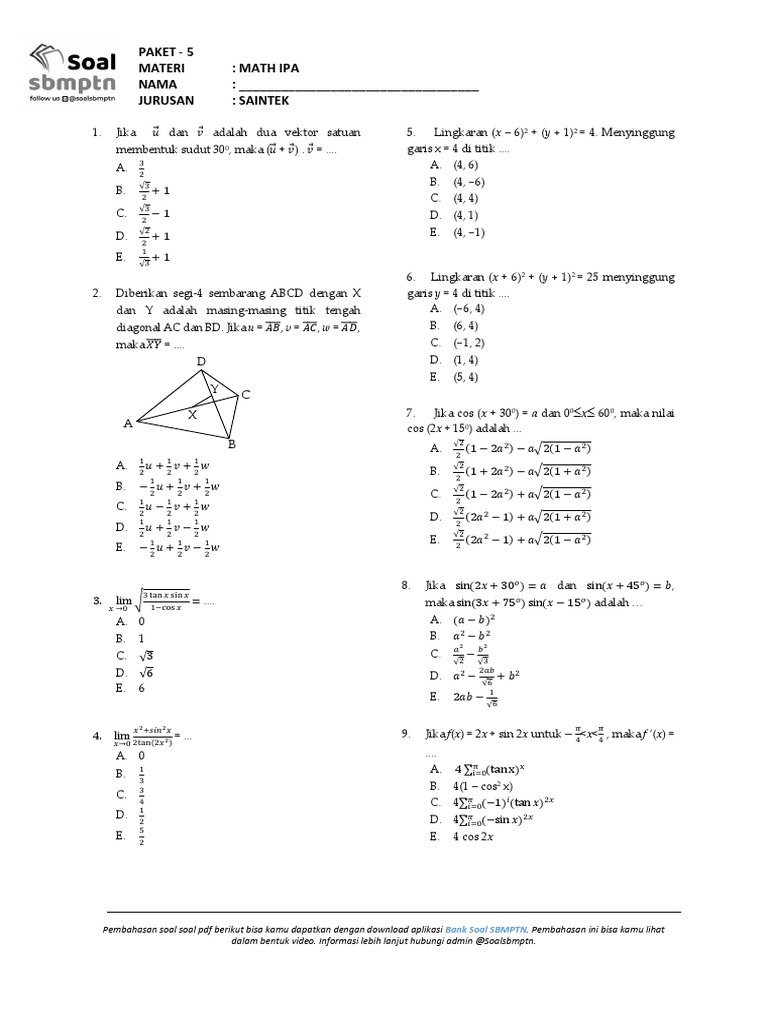 Soal dan Pembahasan Math IPA | PDF