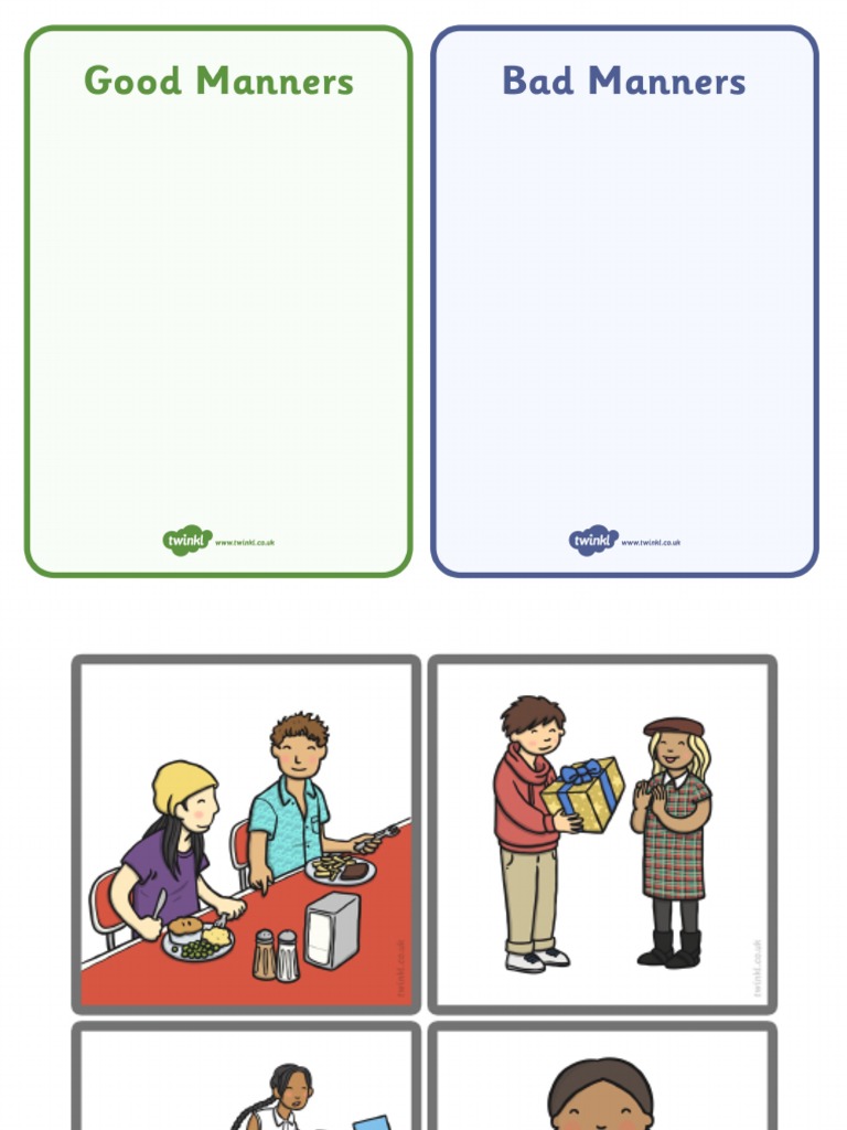 T P 024 Good Manners Sorting and Discussion Cards PDF | PDF