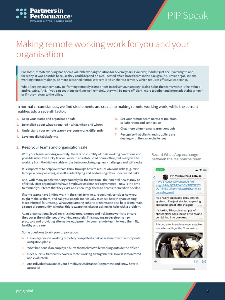 Make Remote Working Work PiP Speak v2 20200323 Sab | PDF ...