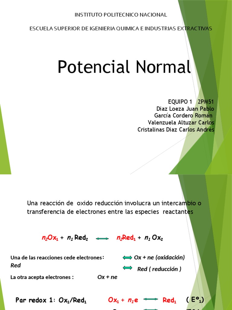Potencial Normal | PDF | Electroquímica | Redox