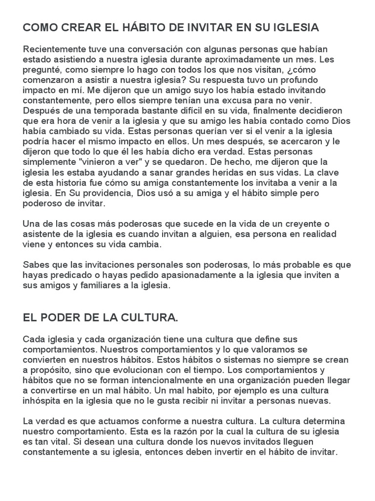 Como Crear El Hábito de Invitar en Su Iglesia | PDF | Verdad | Religión ...