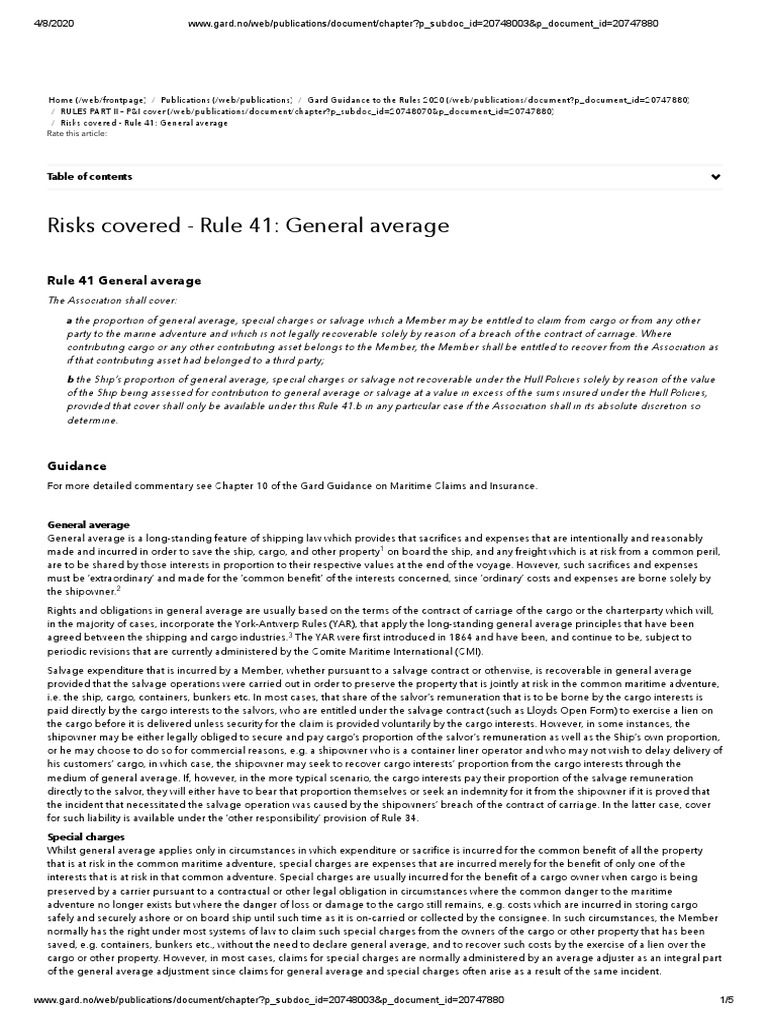 General Average Gard PDF | PDF | Marine Salvage | Admiralty Law