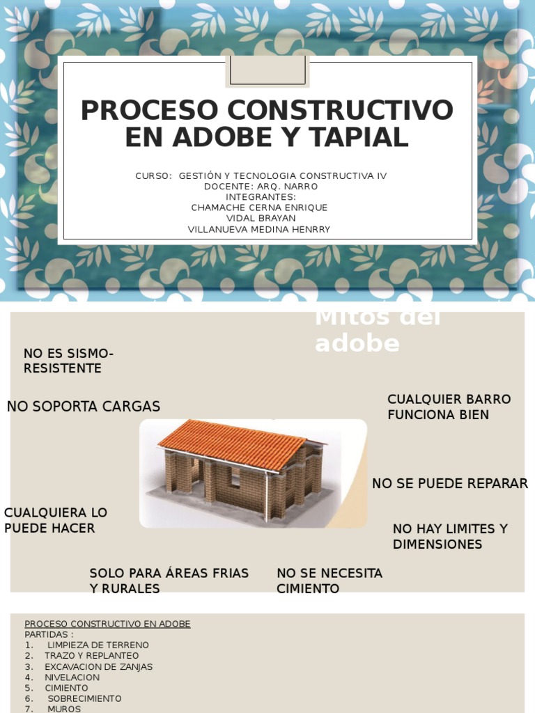 Proceso Constructivo en Adobe | PDF | Diseño ambiental | Elementos arquitectónicos