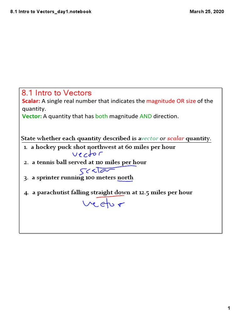 Intro to Vectors Concepts and Examples | PDF | Euclidean Vector ...