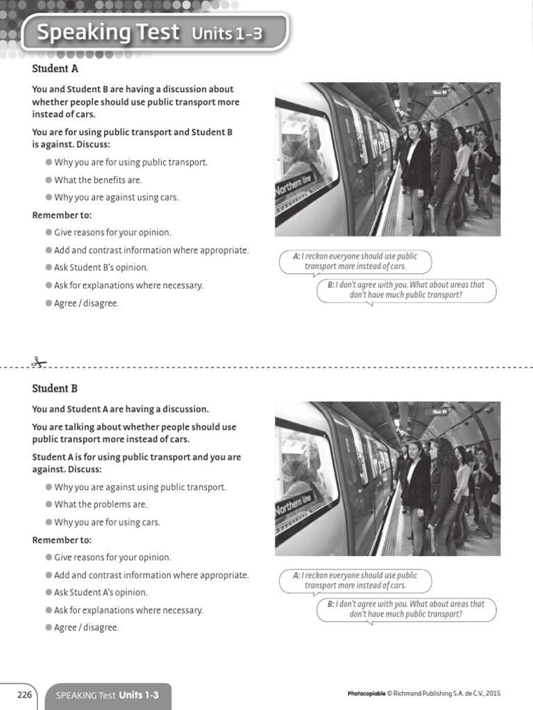 Achievers B1 Test Units 1-3 Speaking | PDF