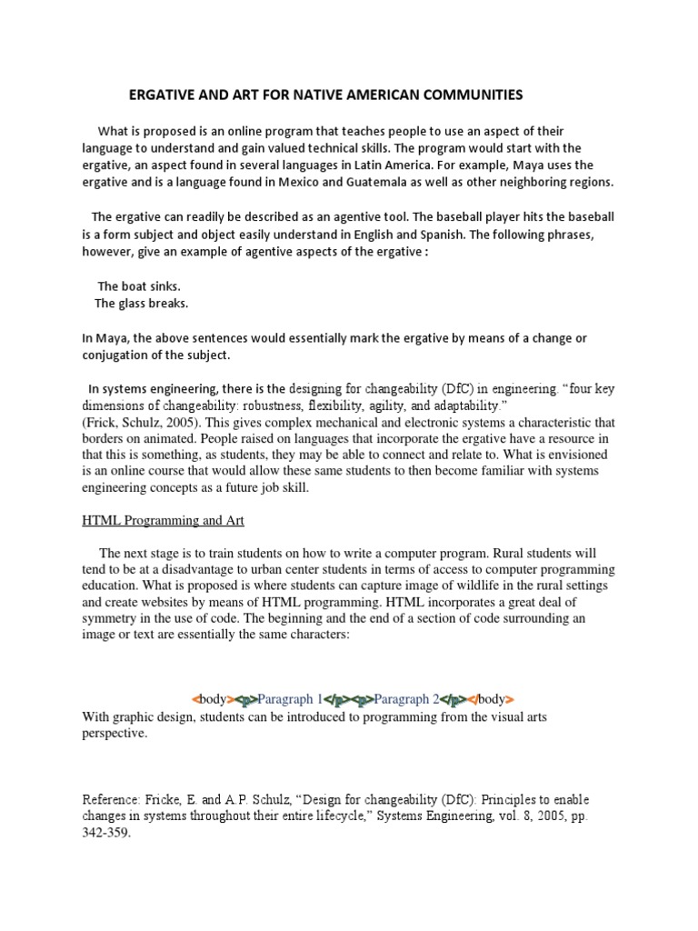 Ergative and Art For Native American Communities: Paragraph 1 Paragraph ...