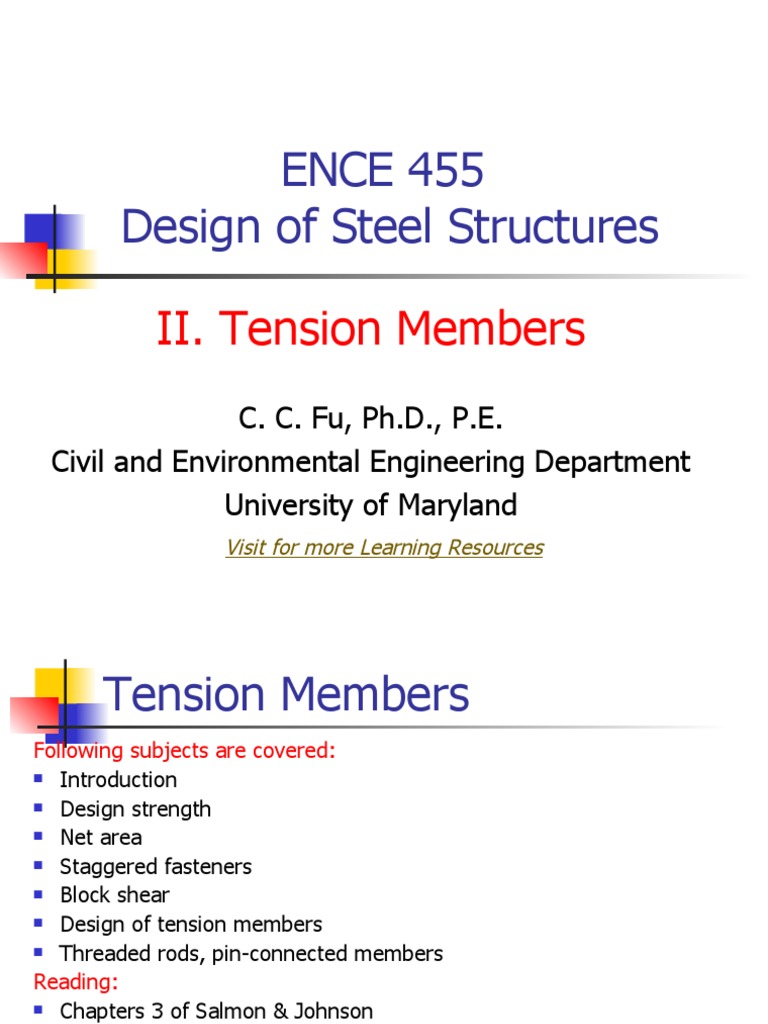 Design of Steel Structure - Steel Design Tension Members | PDF ...