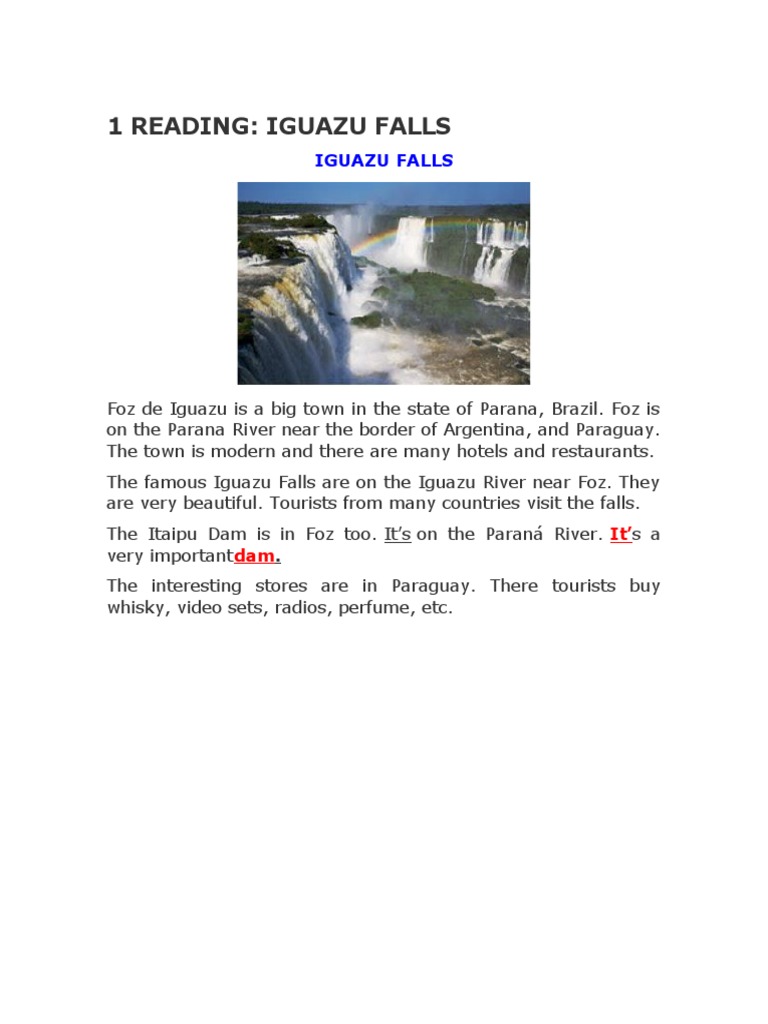 1 Reading: Iguazu Falls | PDF | Foods
