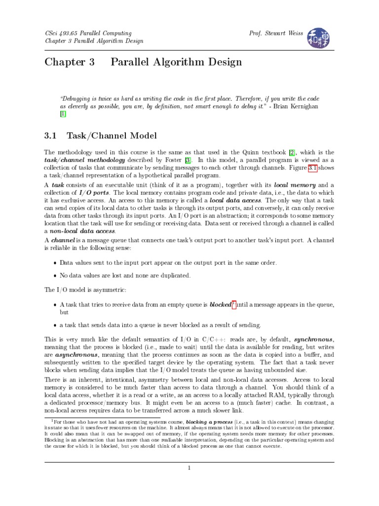 Parallel Algorithm Design: 3.1 Task/Channel Model | PDF | Parallel ...