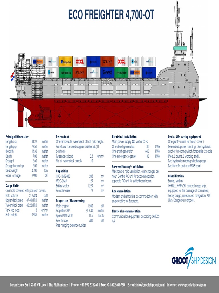 Eco Freighter 4,700-Ot: Principal Dimensions Tweendeck Electrical ...