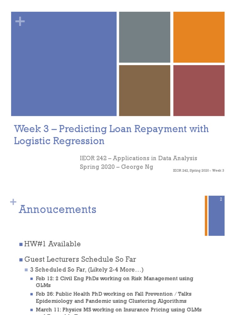 Week3 Logistic Regression Post PDF | PDF | Logistic Regression ...
