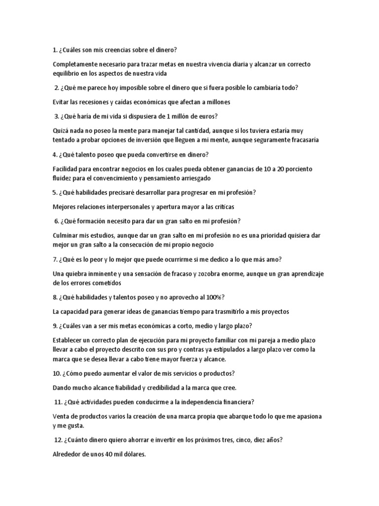 30 Preguntas para Reflexionar | PDF | Dinero | Economias 30 Preguntas para Reflexionar | PDF | Dinero | Economias