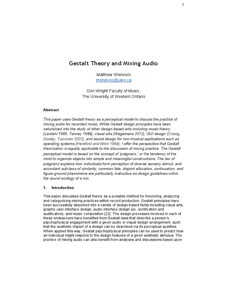 Gestalt Theory in Audio Mixing | PDF | Perception | Sound