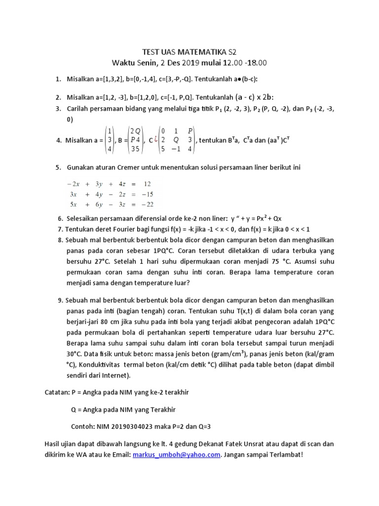Uas Matematika s2 2019 | PDF