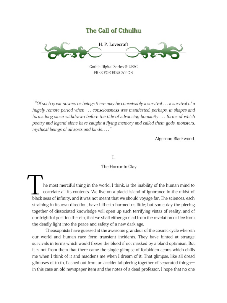 H. P. Lovecraft - The Call of Cthulhu PDF | PDF