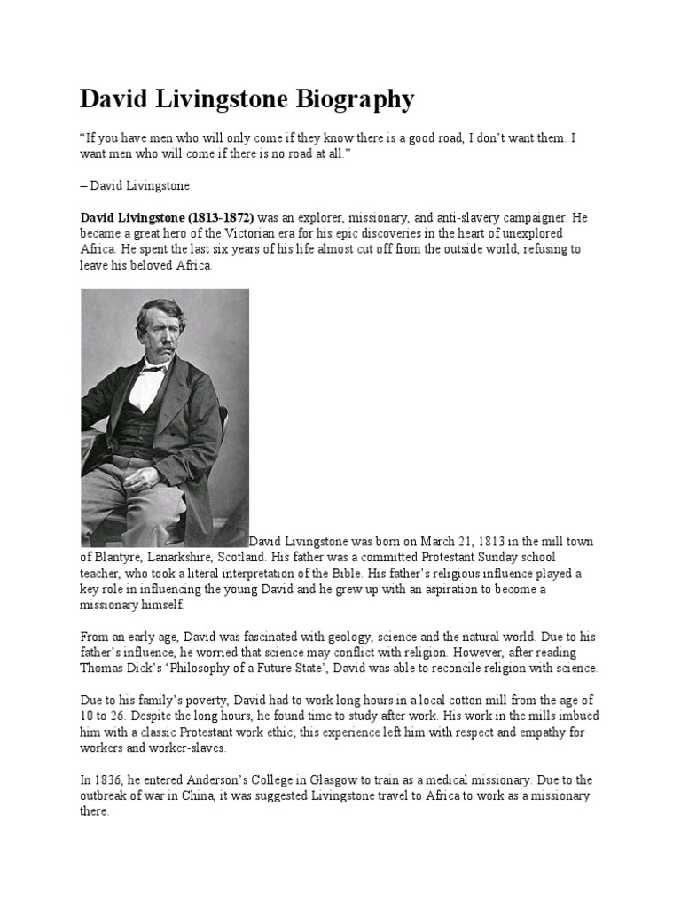 David Livingstone Biography | PDF | David Livingstone