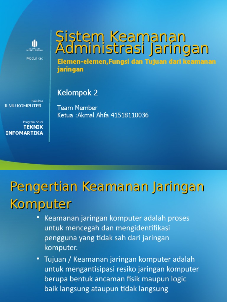 Keamanan Jaringan: Elemen dan Fungsi | PDF | Komputer