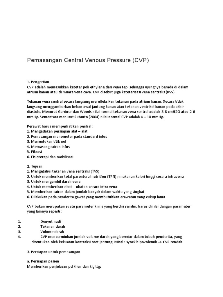 Pengukuran CVP | PDF