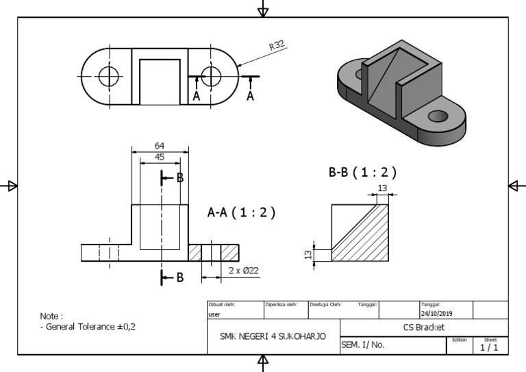Gambar Teknik Bracket CS | PDF