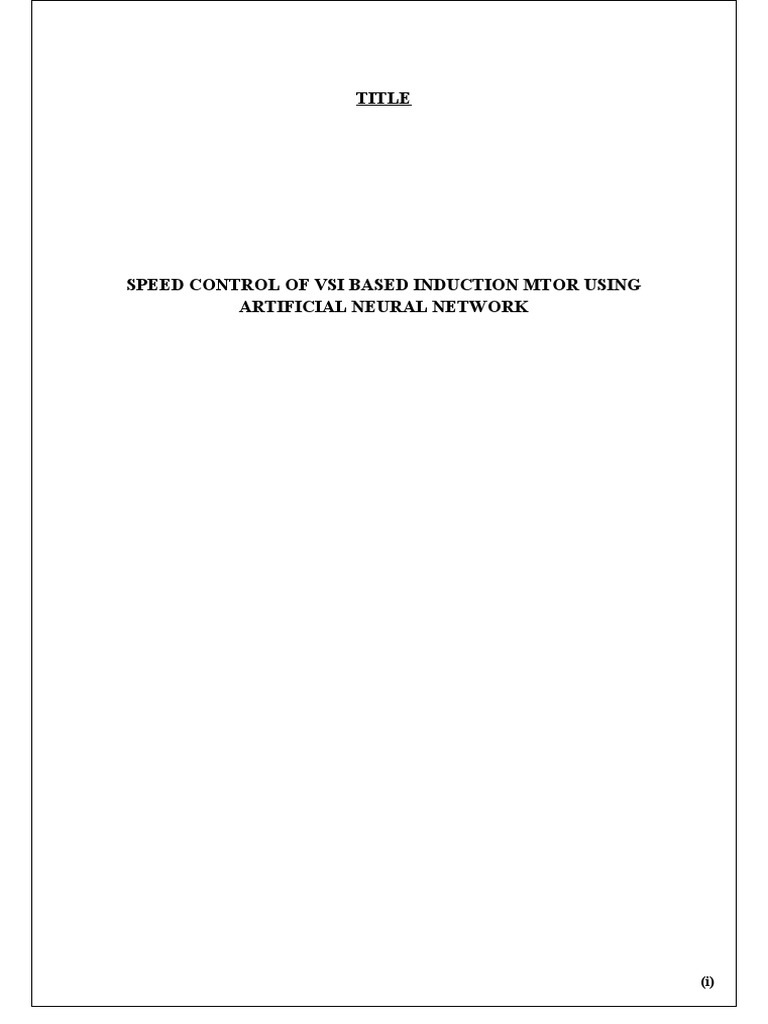 Speed Control of Vsi Based Induction Motor Using Ann | PDF | Power ...
