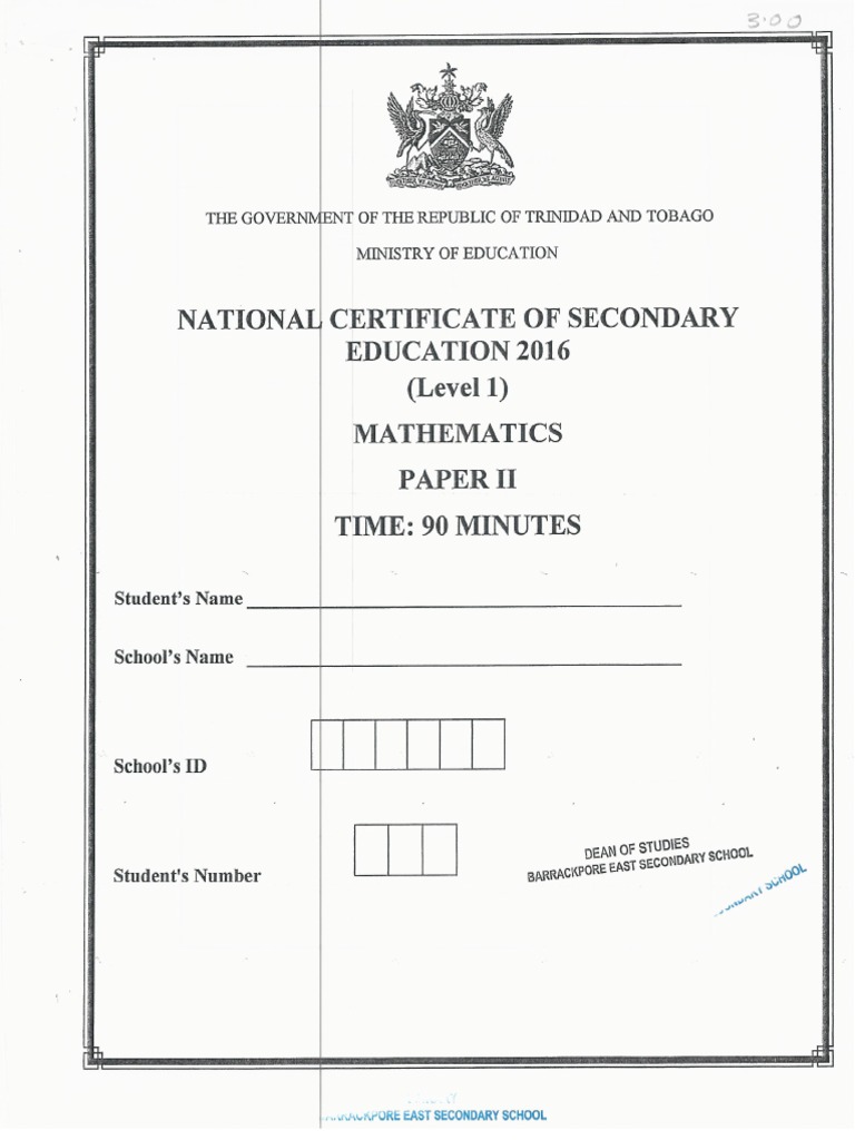 NCSE Mathematics (2016) Paper 2 PDF | PDF