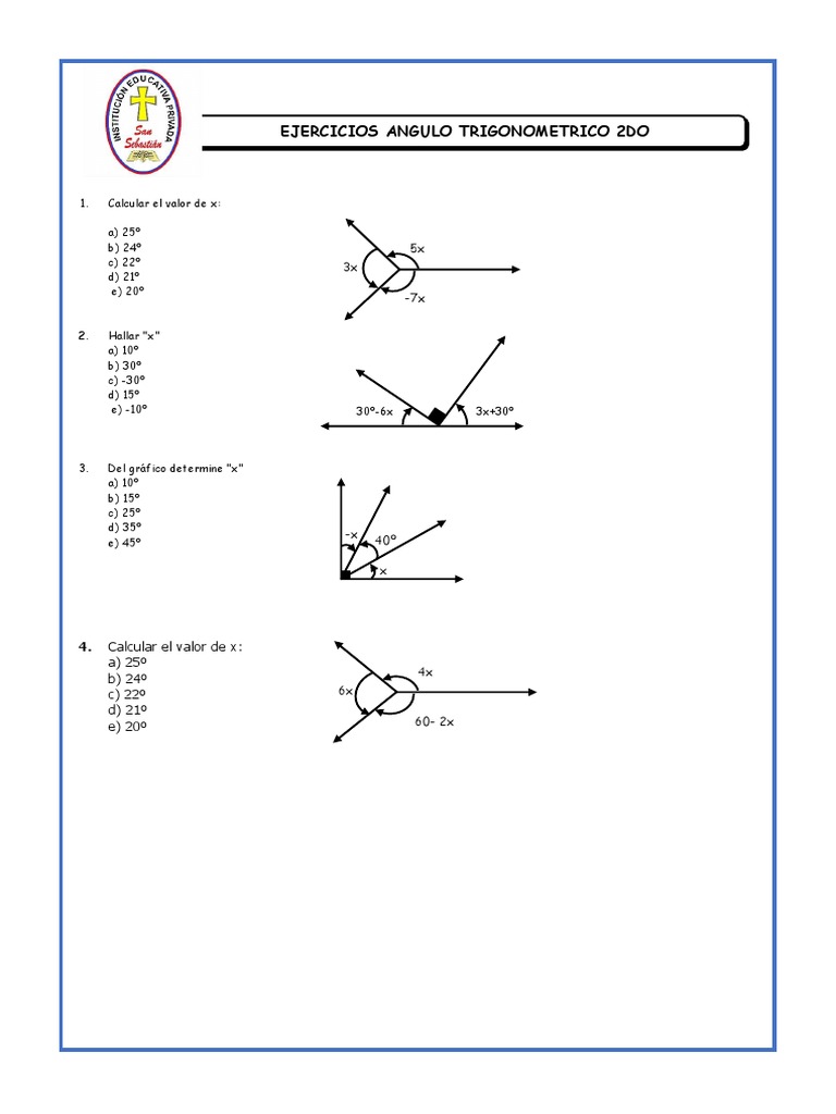 Ángulo Trigonométrico para SEGUNDO de Secundaria | PDF
